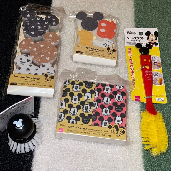 Disney | Kitchen | Disney Daiso Mickey Sponges And Brushes Bundle ...